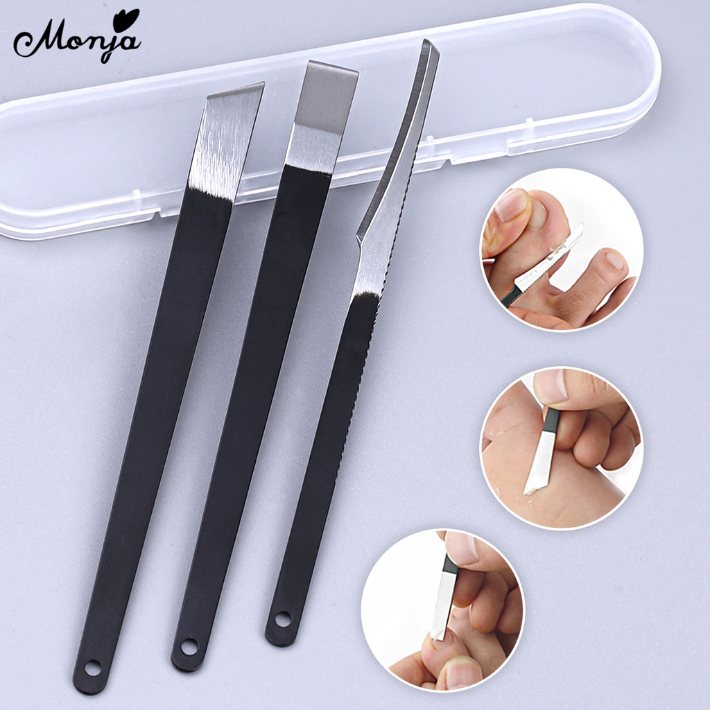 Monja 3pcs/Case Manicure Pedicure Care Tools Kit Cuticle Pusher Foot ...