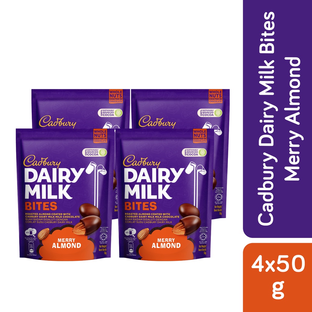 [Bundle of 4] Cadbury Bites 50g - Chocolate coated, Creamy Chocolate ...