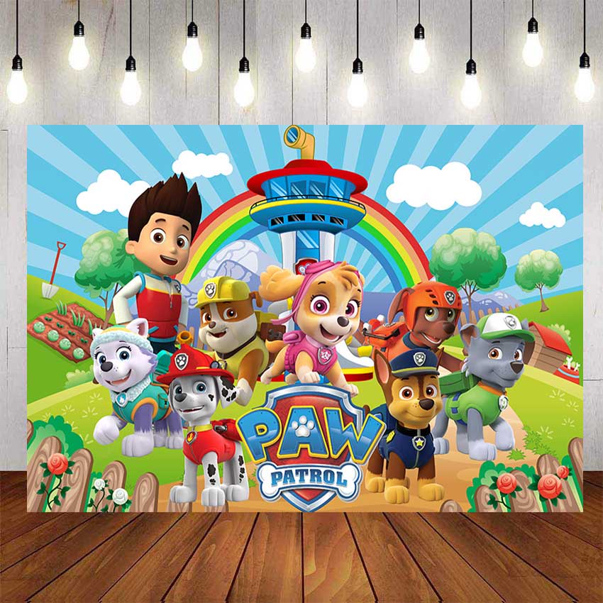 Paw Patrol Backdrop For Photography Baby Shower Kids Cool Boy Blue Sky ...