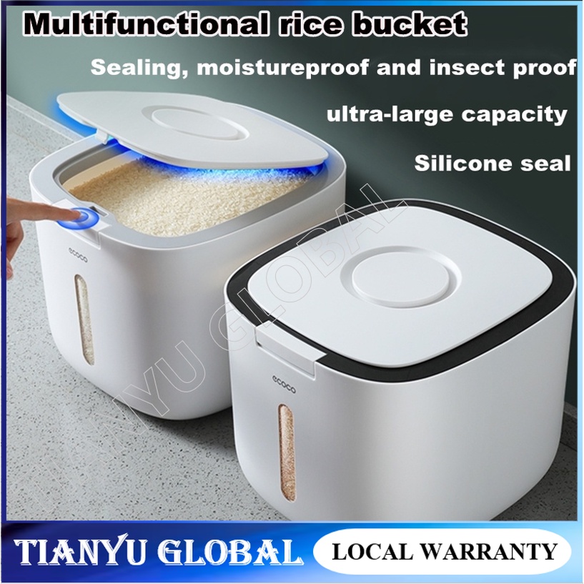 Original Ecoco Kitchen Rice Bucket Nano Rice Container Anti-Bug Sealed ...