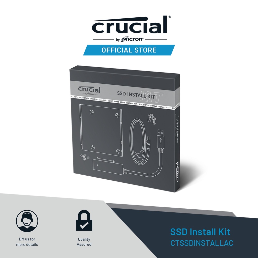 CRUCIAL SSD Install Kit with USB 2.0 Cloning Cable and Bracket ...