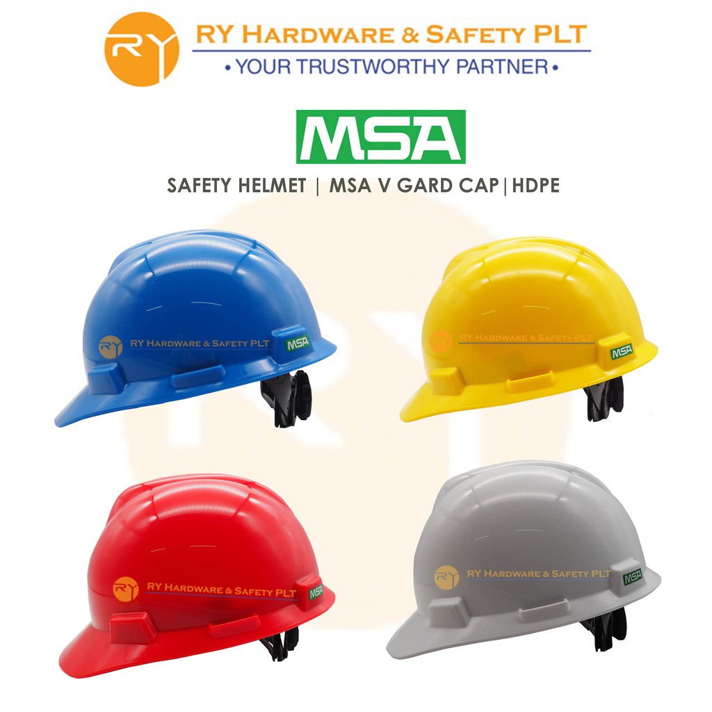 MSA USA V-GARD CAP | HDPE | 4 Point Fas -Trac Ratchet Suspension ...