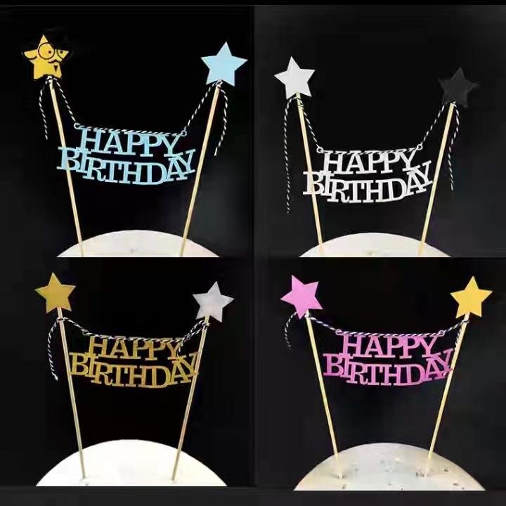 Happy Birthday Star Cake Banner Cake Topper Happy Birthday Banner Cake ...