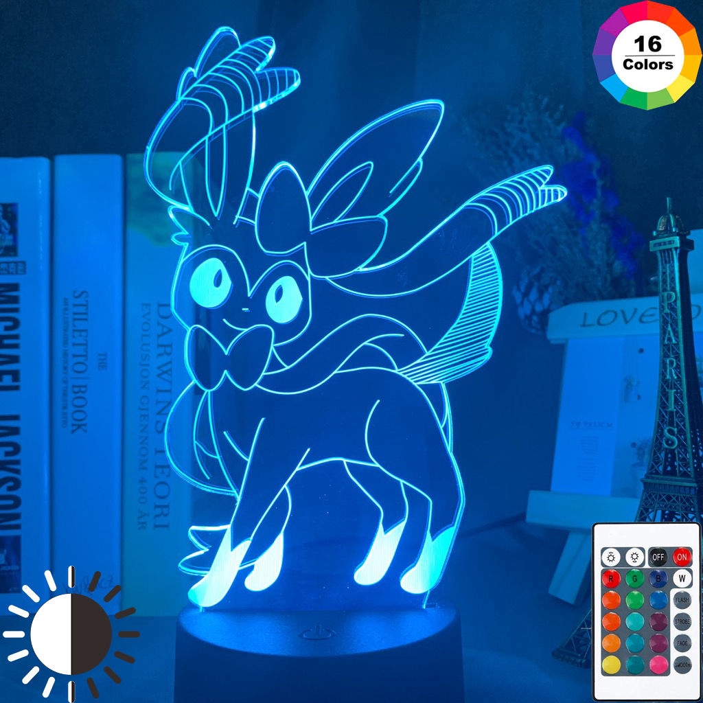 3D Optical Lamp Game Pokemon Go Sylveon Figure Nightlight for Girl Room ...