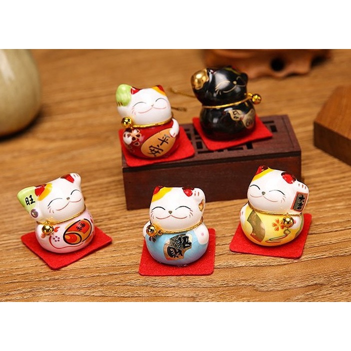 [SG] Mini Small Decoration lucky luck 5pcs fortune cat set display ...