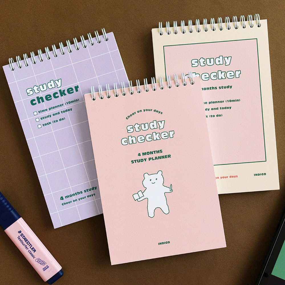 Study Checker 4 Month Study Planner - Monthly Daily Plan Notebook ...