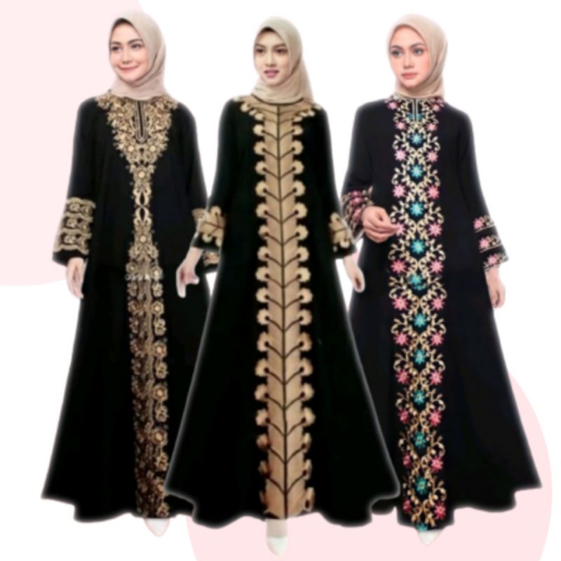 HITAM Black syari Baju kurung gamis for adult women, elegant Muslim ...