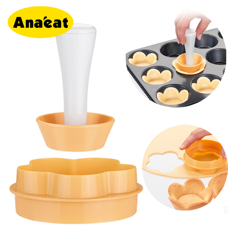 ANAEAT Plastic Pastry Tamper Tart Shell Molds Tart Cutter Flower/Round ...