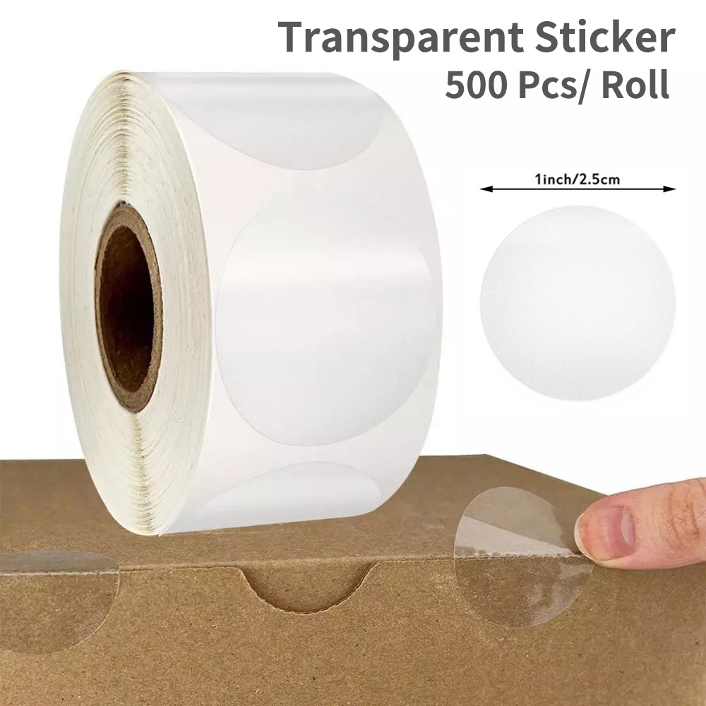 500Pcs/Roll Transparent Round Self-Adhesive Stickers business Package ...