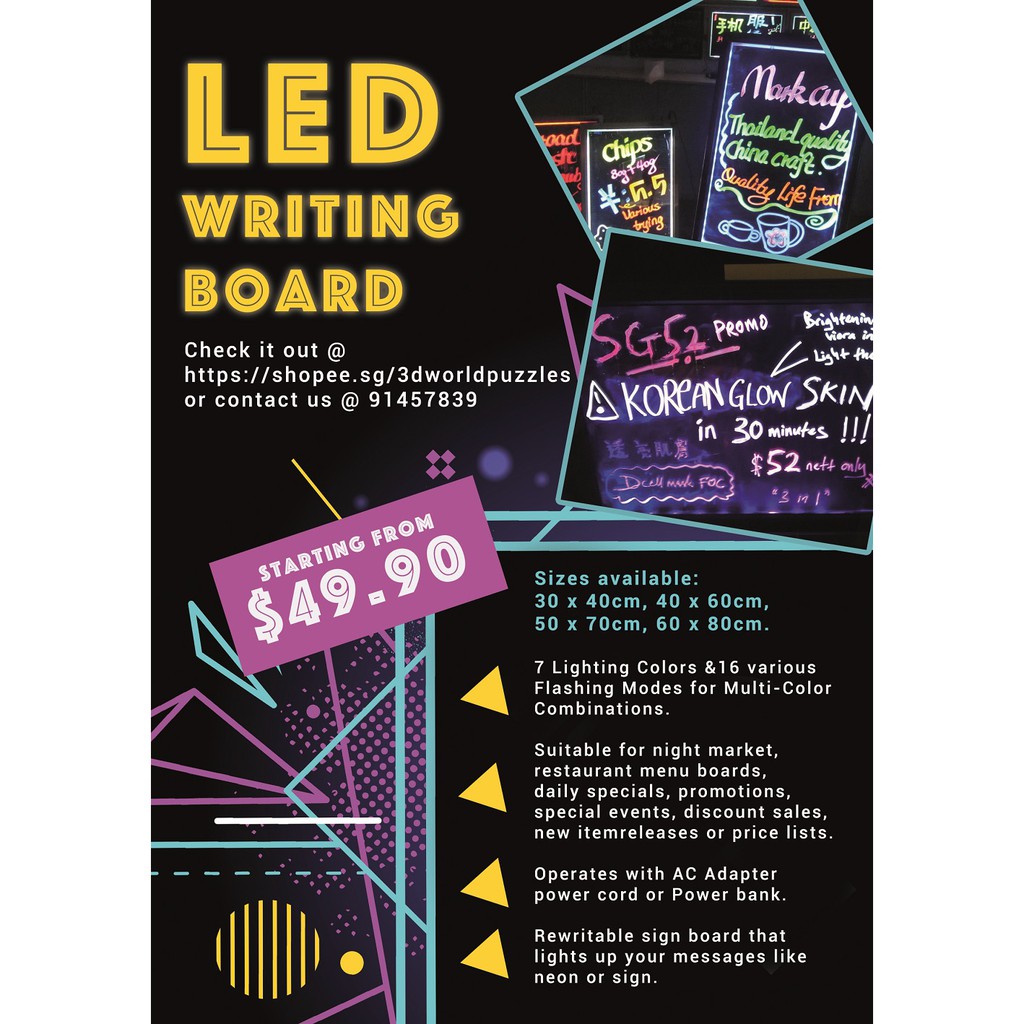 DIY Neon LED Writing Board (Flashing Illuminated Erasable) | Shopee ...