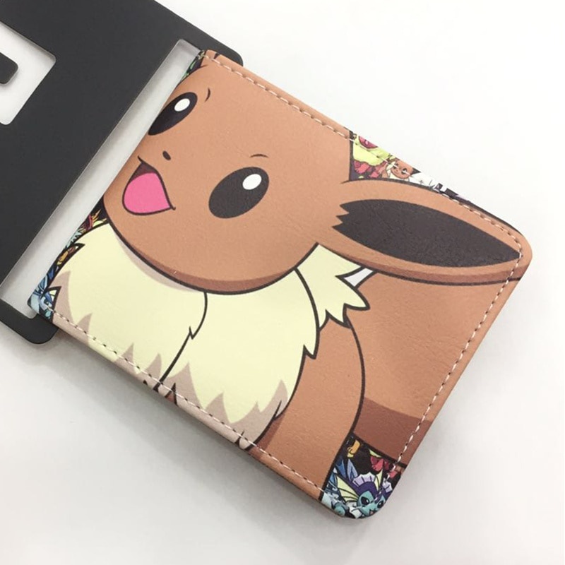 Pokemon Eevee Cartoon Boy Girl Card PU Leather Short Wallet ID Student ...