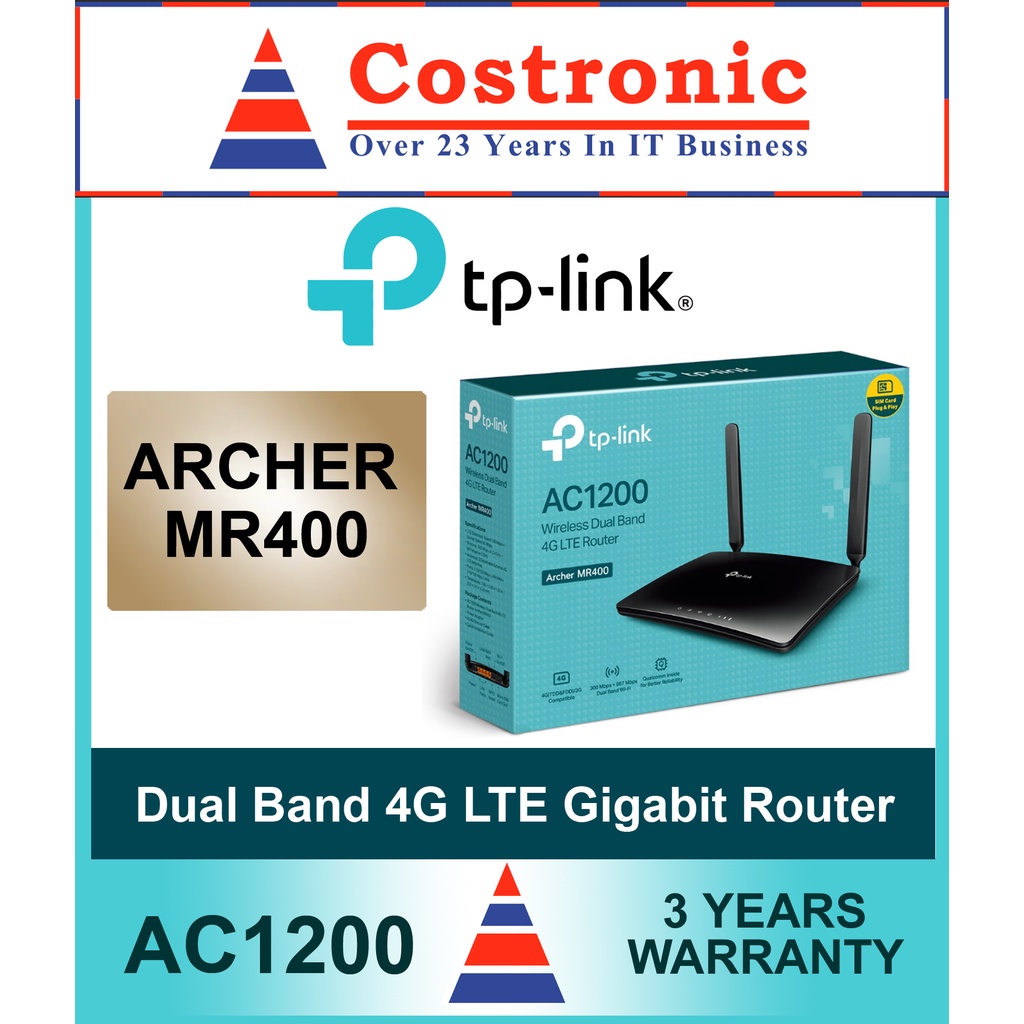 TP-LINK ARCHER MR400 AC1200 WIRELESS DUAL BAND 4G LTE ROUTER / 3YEARS ...