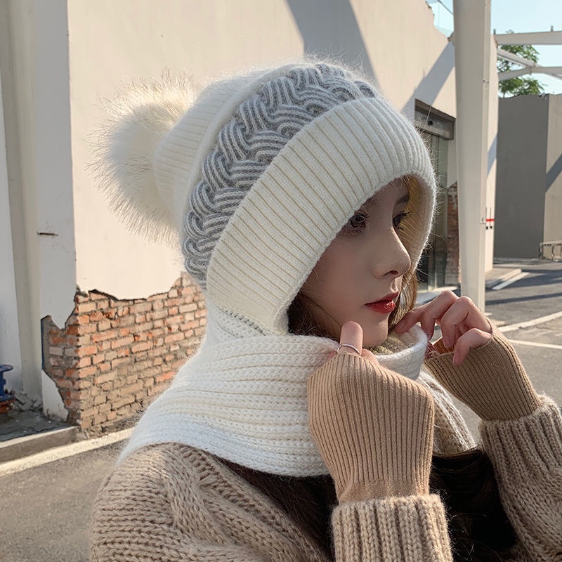 Winter hat winter scarf Female Korean Version Warm Trendy Woolen ...