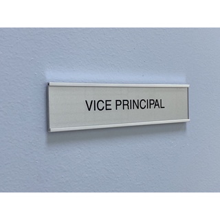 Aluminium Signage Holder with Engraved Text on Gravoply Plate ...