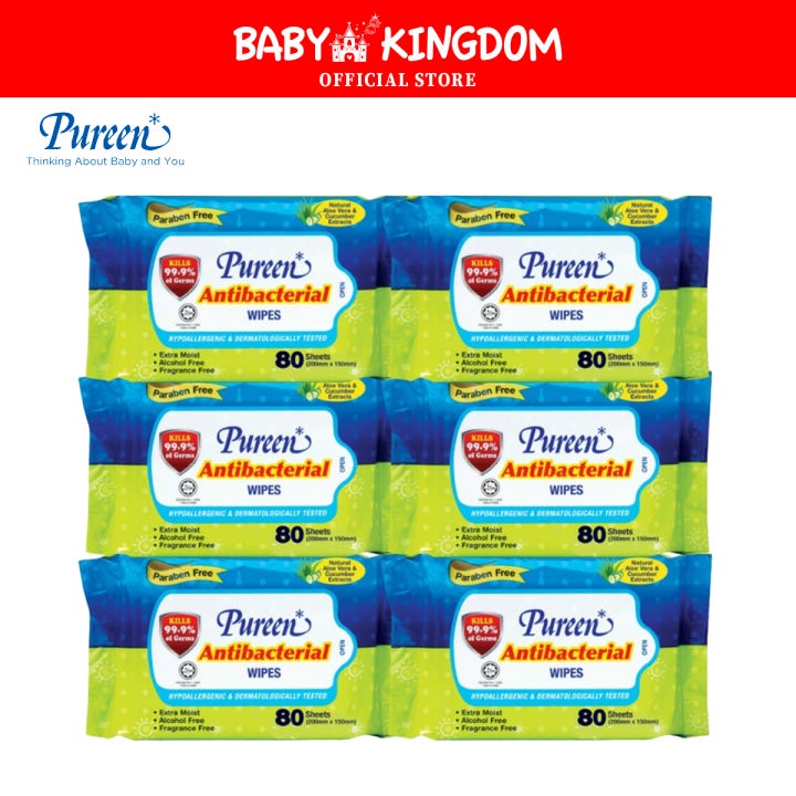 Pureen Antibacterial Wipes (80 sheets) - Baby Kingdom | Shopee Singapore