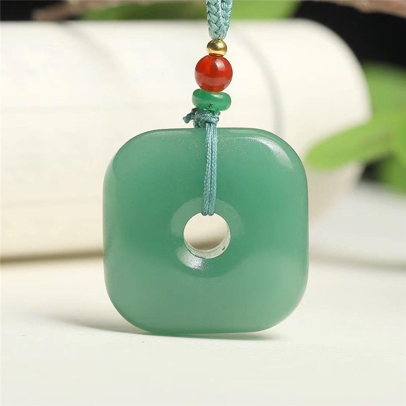 Raw ore natural Dongling jade square safety buckle pendant nostalgic ...