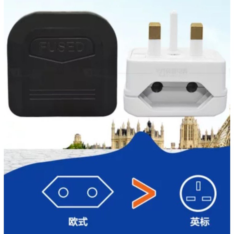 European 2 Pin Universal 2/3 pin to 3 pin Travel Power Adapter socket ...