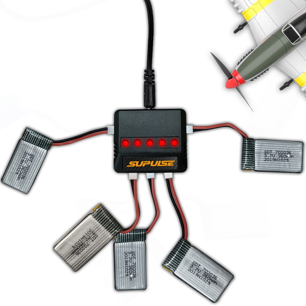 SUPULSE Lipo Battery Charger Compact 5 in 1 DC 3.7V 1S 1 Cell RC ...