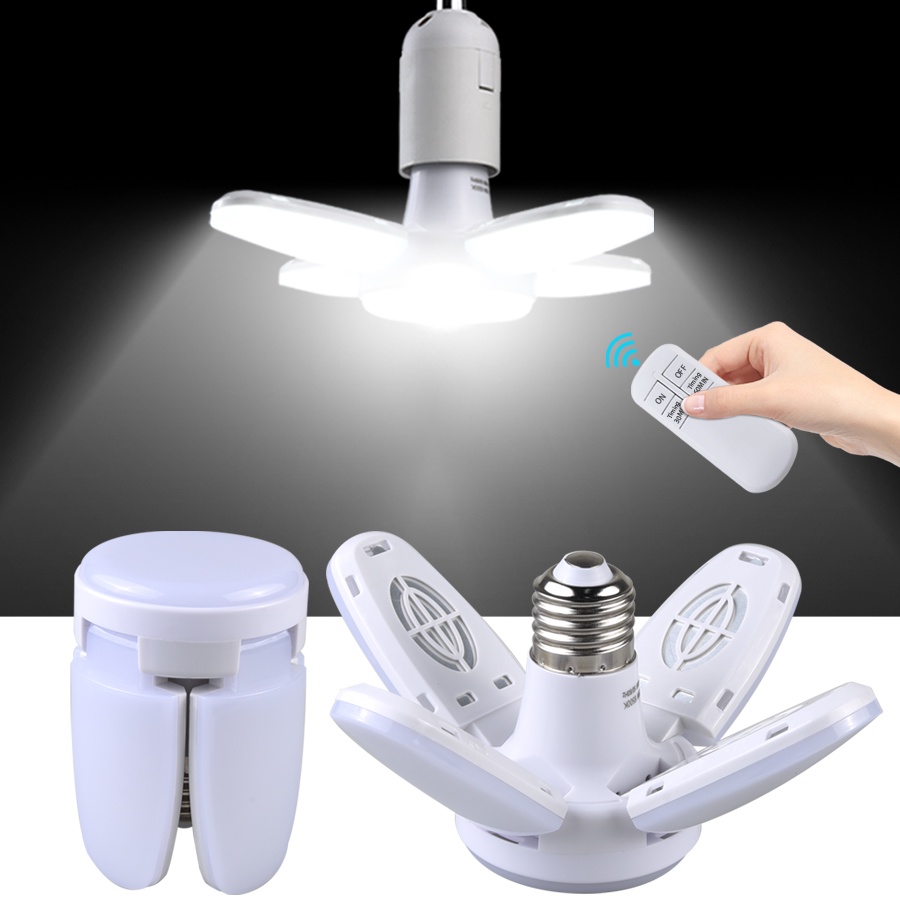 GBKOF E27 LED Bulb Fan Blade Timing Lamp AC85-265V 28W Foldable Led ...