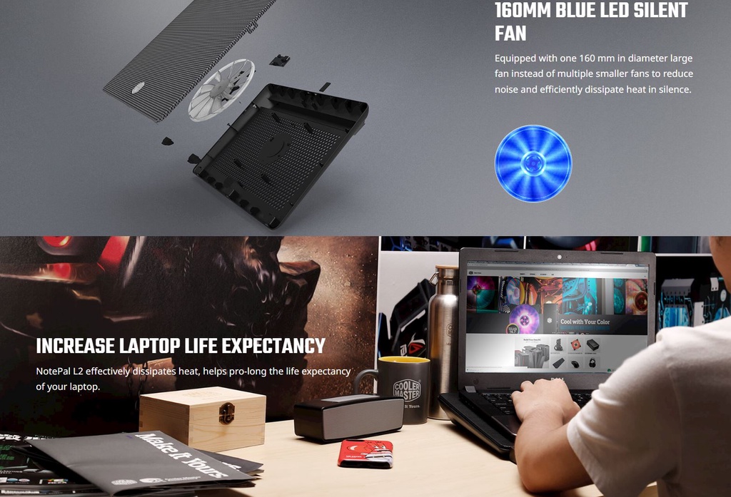 Cooler Master Notepal L2 with 16cm LED Fan Notebook Cooler (1 YEAR ...