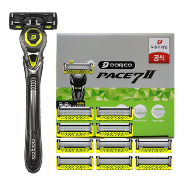 Dorco Pace 7 II Seven Blade System Razer 1 Handle + 10 Cartridges Total ...