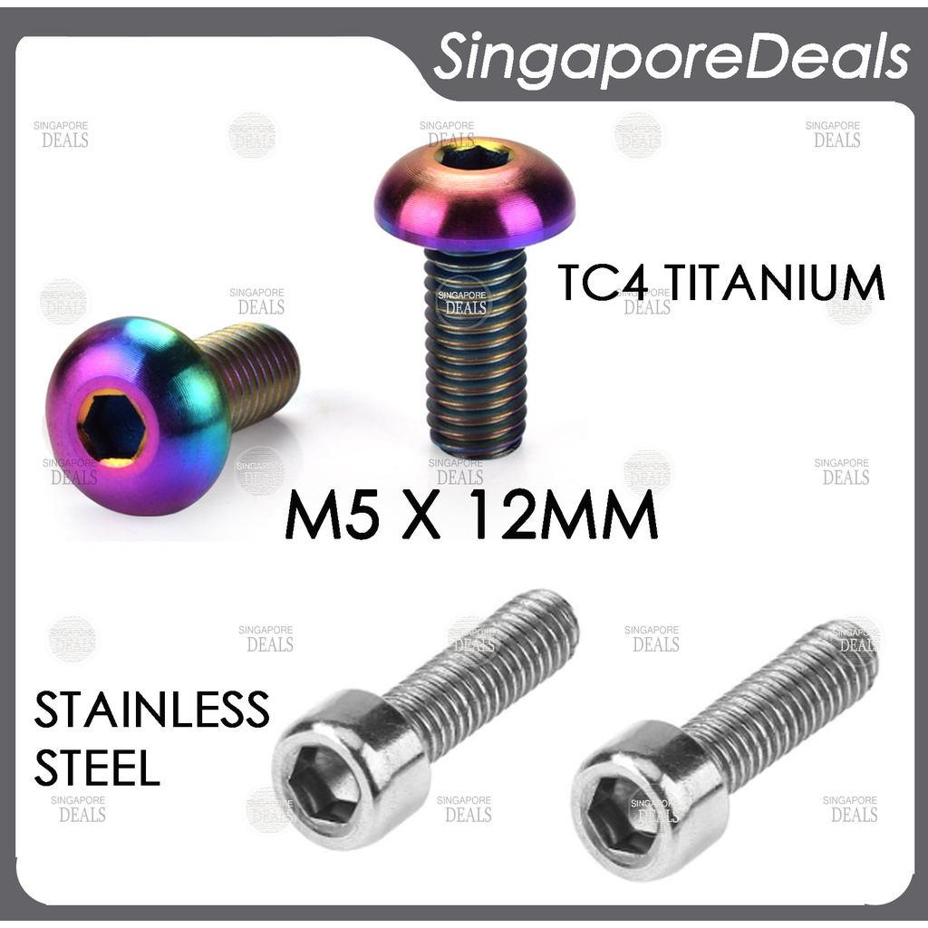 M5 X 12MM HEX HEAD BICYCLE BOTTLE CAGE SCREW TC4 TITANIUM STAINLESS ...