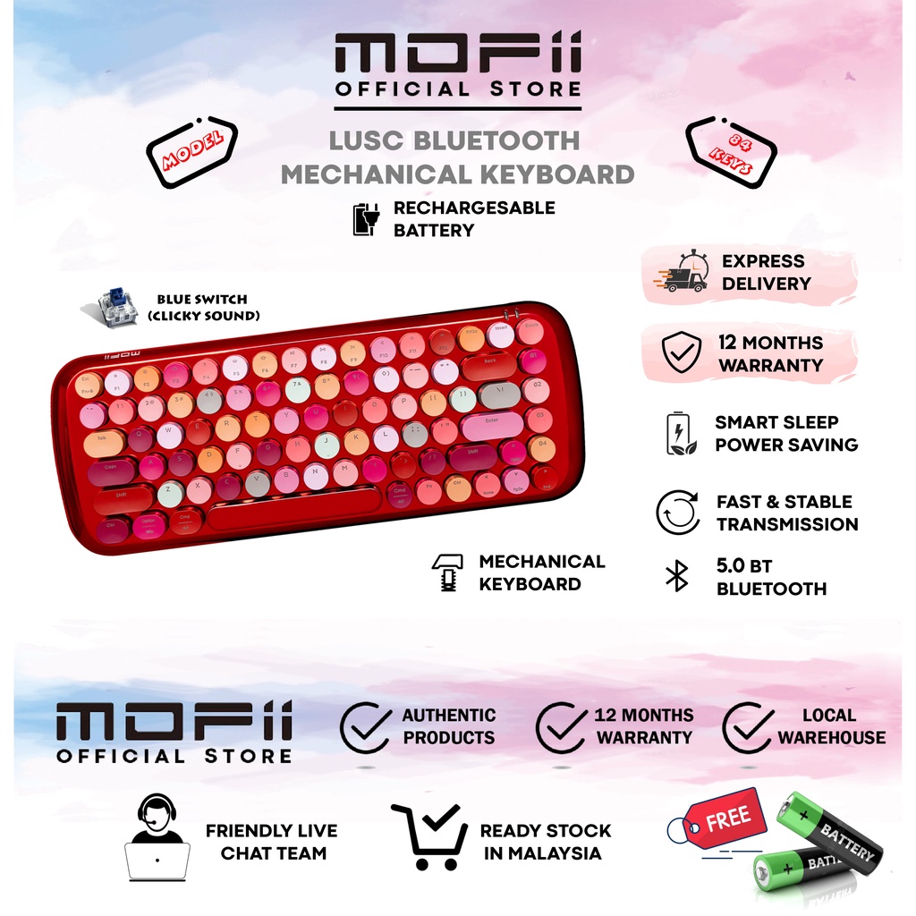 MOFII LUSC Mechanical Wireless Bluetooth Keyboard Office Table PC ...