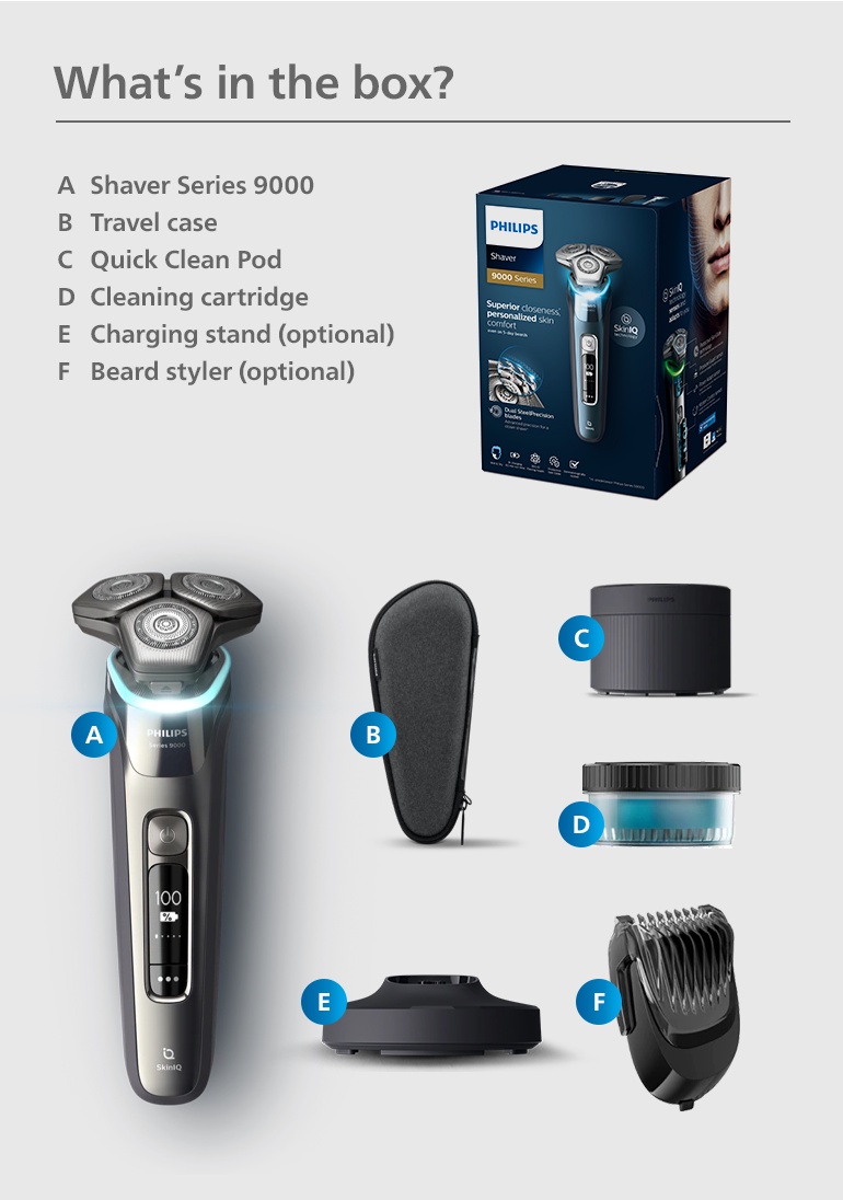 PHILIPS 9000 Series - Wet & Dry electric shaver with SkinIQ - S9982/50 ...