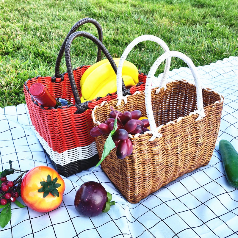 Picnic basket plastic woven storage basket fruit and vegetab Picnic ...