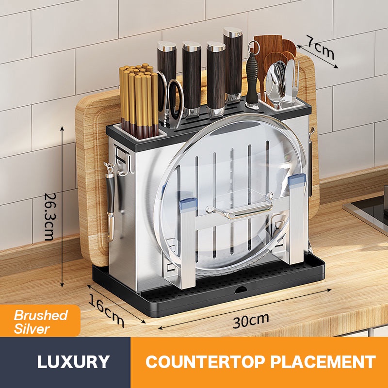 YOUNAL Stainless Steel Kitchen Shelf Rack Kitchen Knife Older Punch ...