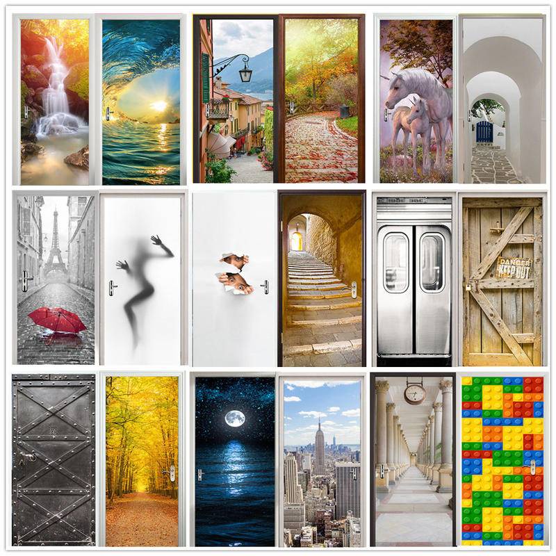 Creative 3D Vision Door Sticker For Living Room Bedroom Home Design ...