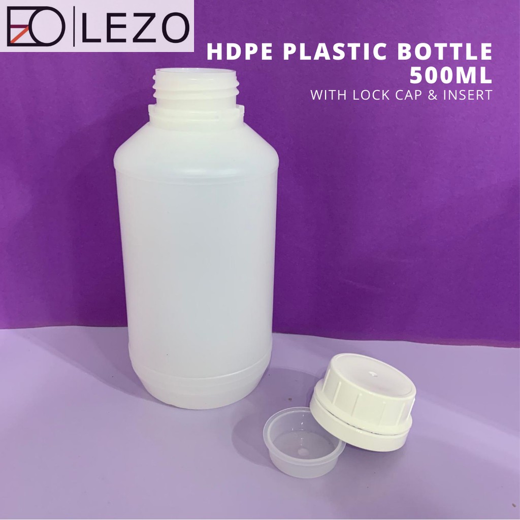 HDPE Round Plastic Bottle/ Botol Plastik HDPE 500ml (Bottle + Lock Cap + Insert) | Shopee Singapore