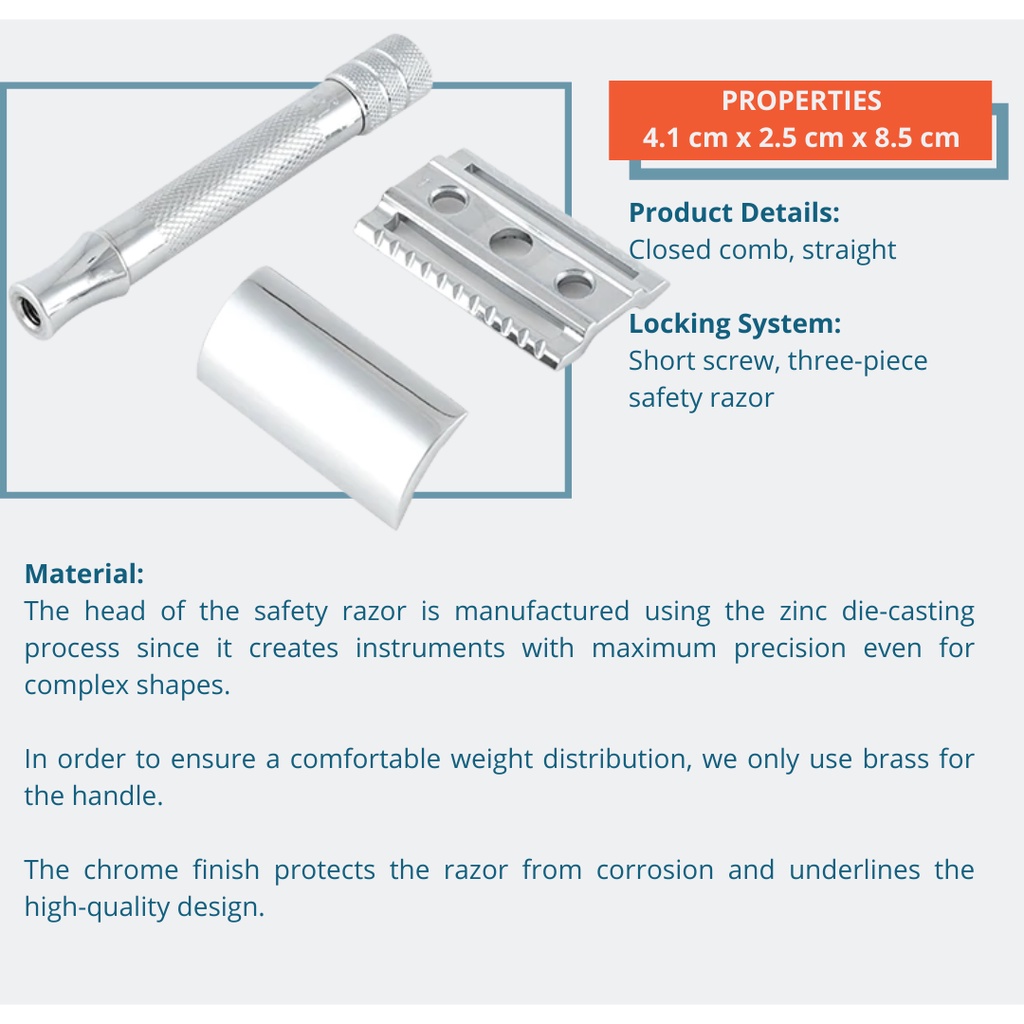 Merkur 33C Classic Traditional Length Safety Razor with Knurled Grip ...
