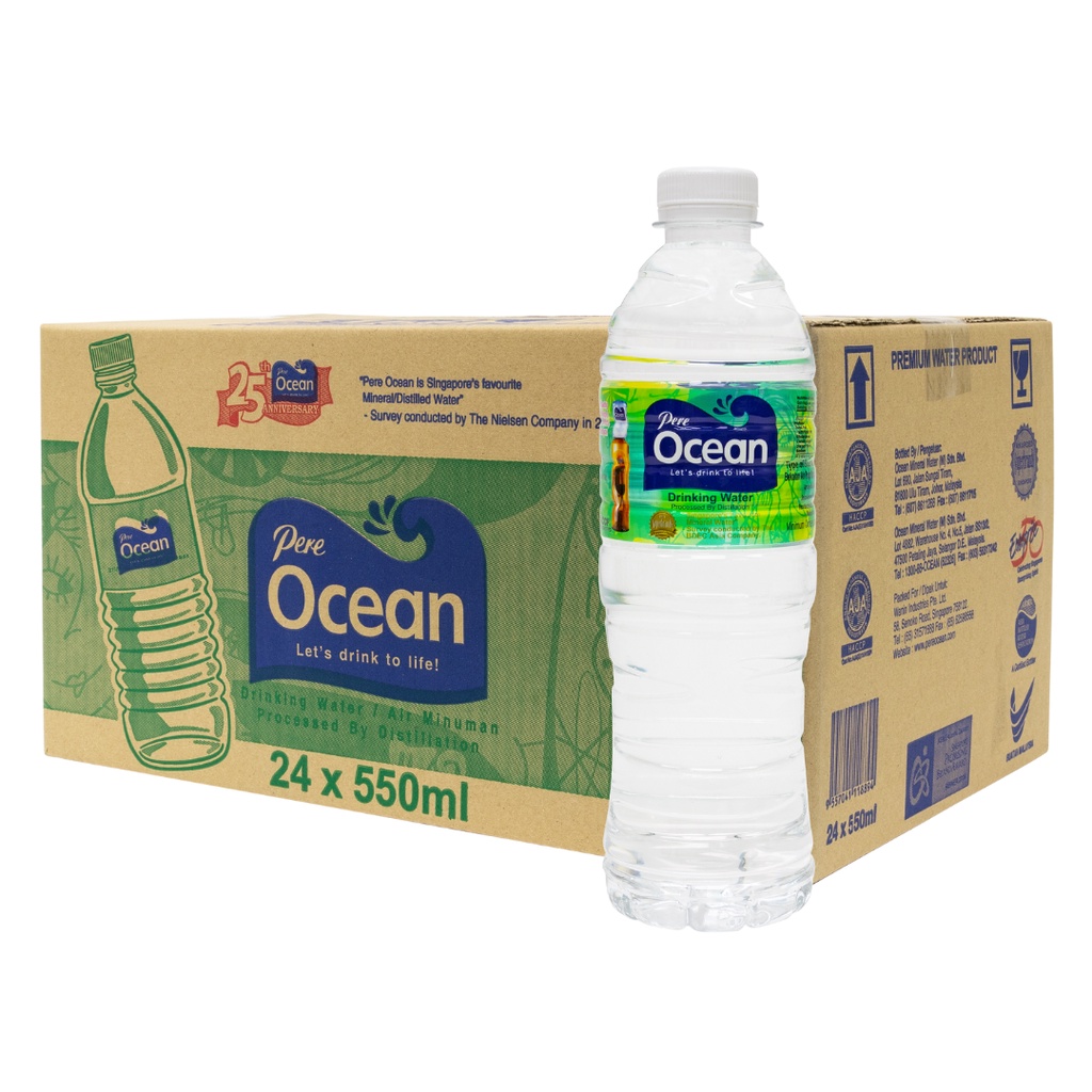 Pere Ocean Distilled Water, 550ml [Bundle of 24] | Shopee Singapore