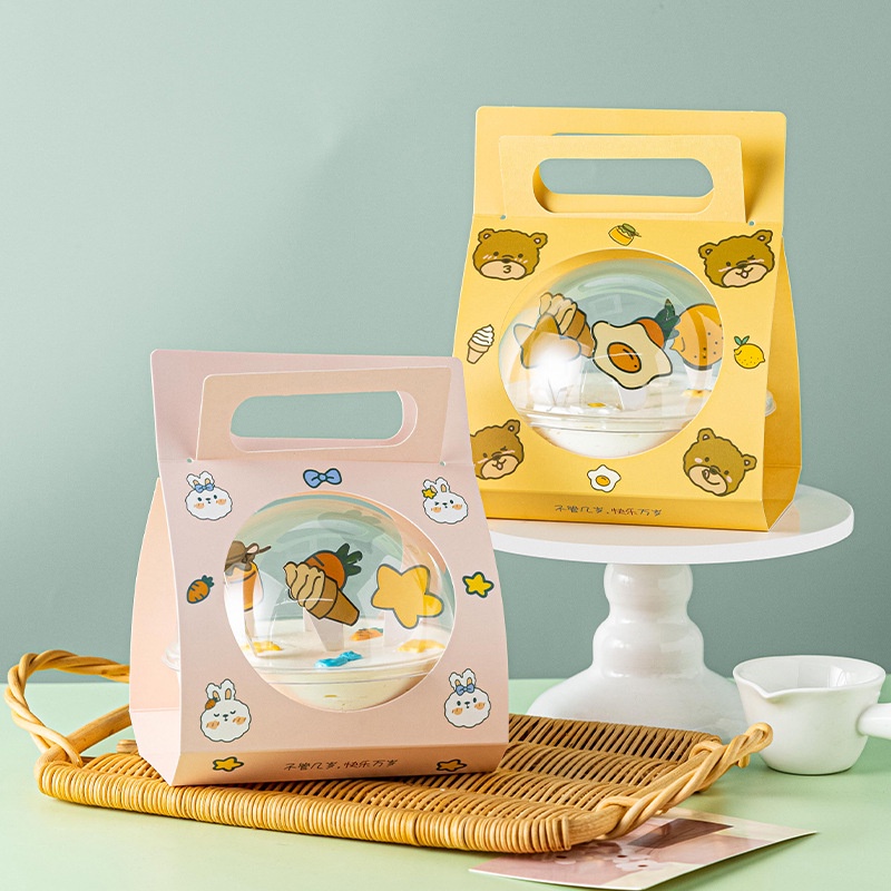 Hand-Carrying Packing Box Round Mousse Ball Cake Box Transparent Hollow ...
