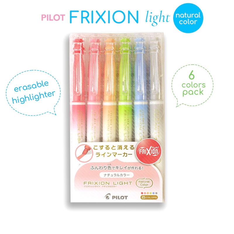 Pilot Frixion Light Highlighter 6 colors Set Natural Color Frixion ...