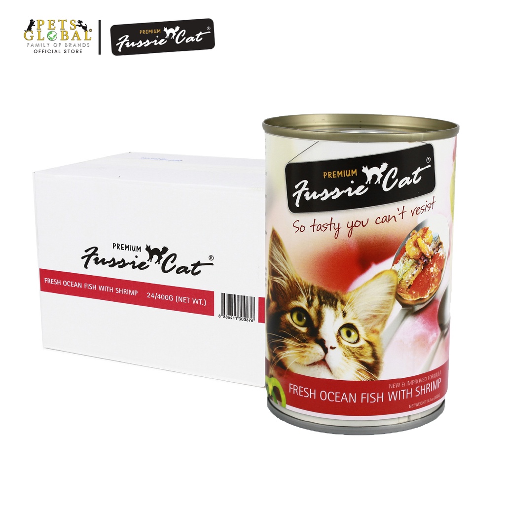 Fussie Cat Fresh Ocean Fish with Shrimp Wet Cat Food (400g x 24 cans ...