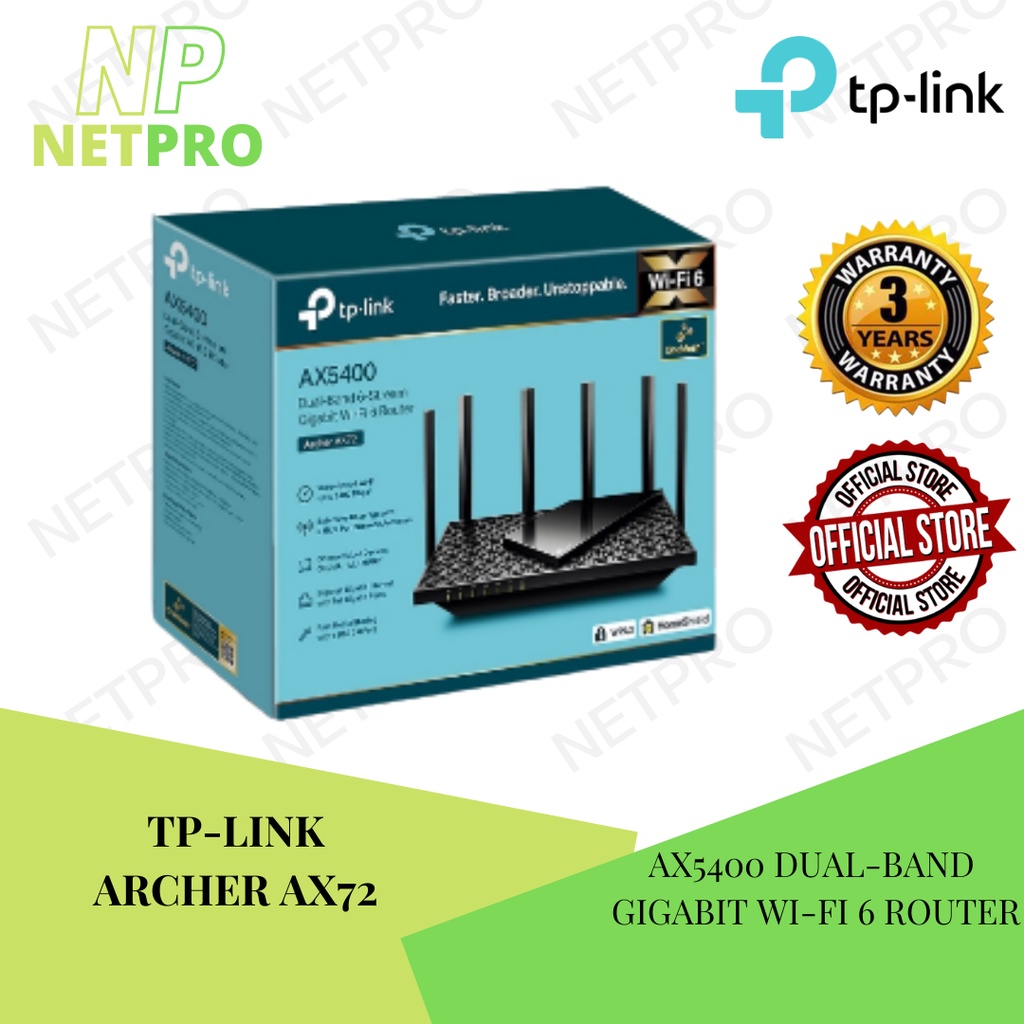 TP-LINK Archer AX72 AX5400 Dual-Band Gigabit Wi-Fi 6 Router | Shopee ...