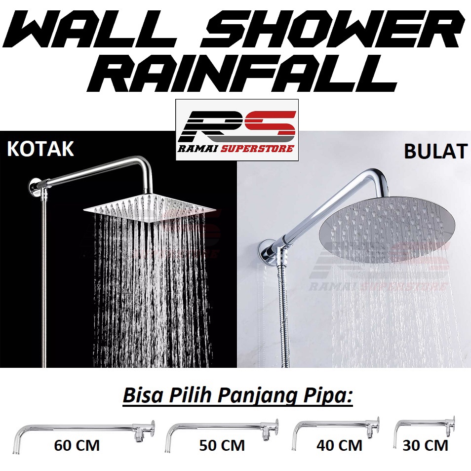 Wall Shower Rainfall Pipe And Rain Shower Head | Shopee Singapore