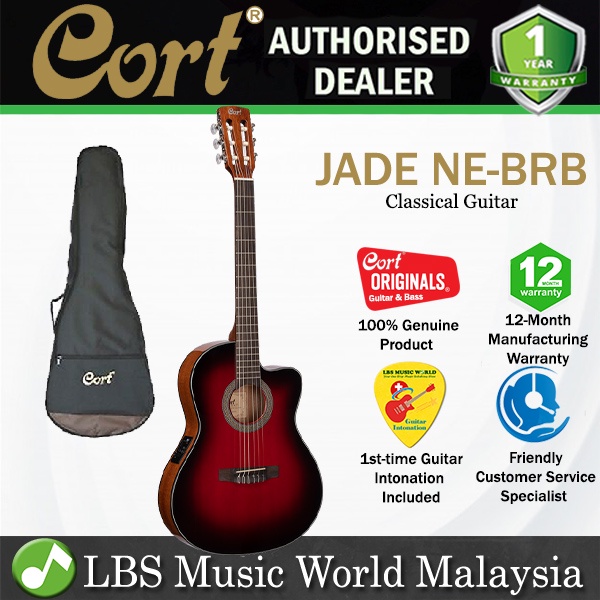 Cort Jade E Nylon Classic Cutaway Spruce Top Classical Guitar With Bag ...