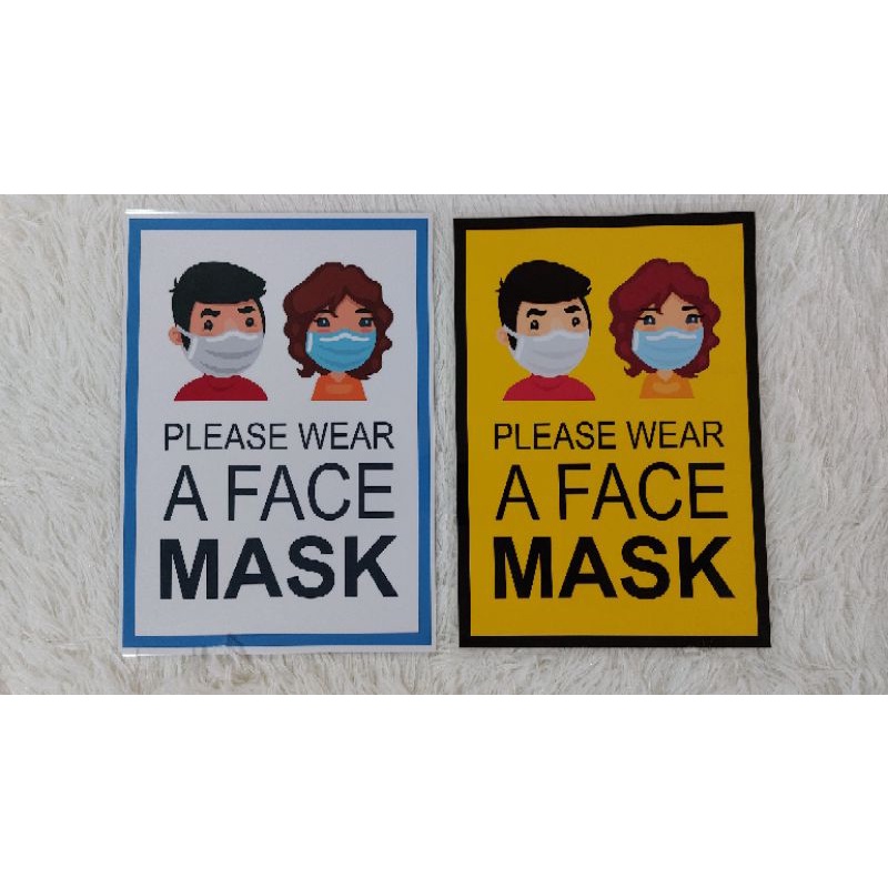 Please Wear A Facemask Sign / Signage, A4 Size Laminated | Shopee Singapore