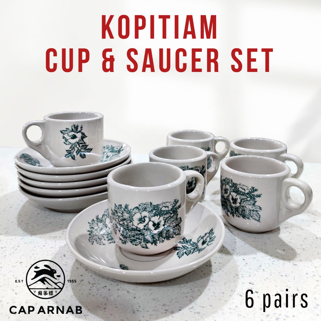 Traditional Kopitiam Coffee Cup with Saucer [6 Sets] - Ceramic Made ...