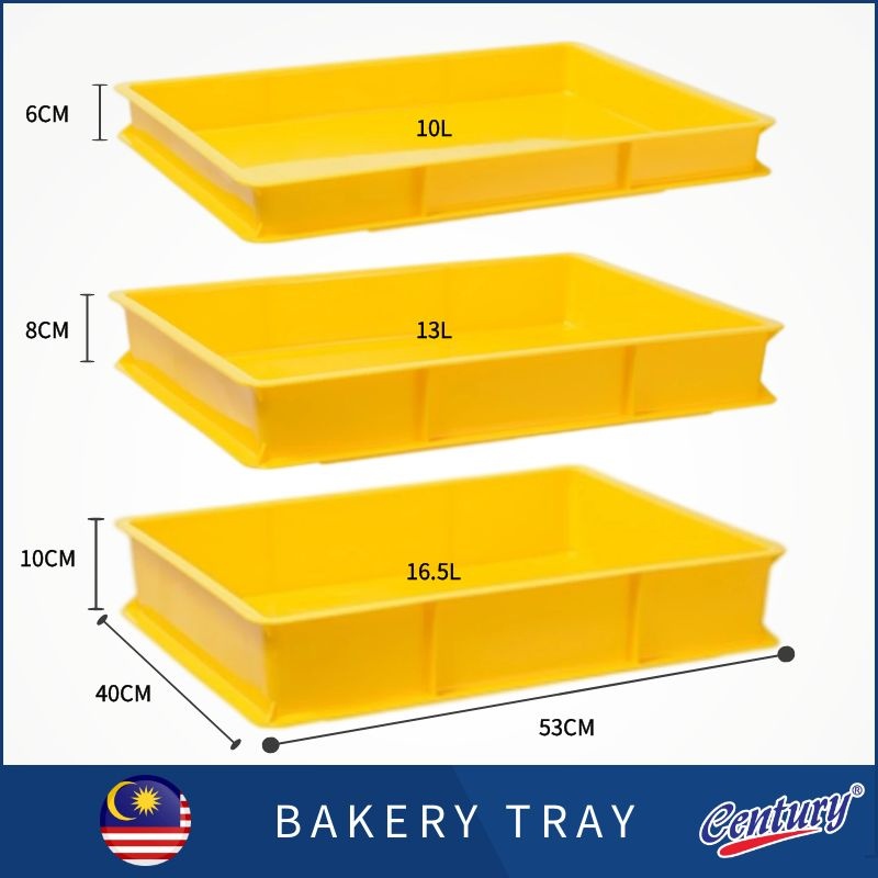 CENTURY BAKERY TRAY 10L 13L 16.5L Plastic Cake Tray / Bread Tray / Food Tray / Yellow Tray ...