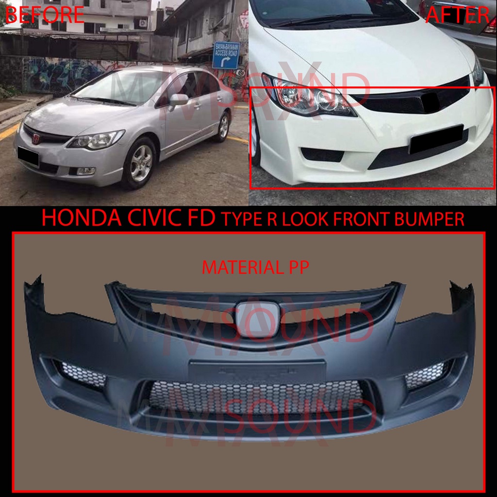 HONDA CIVIC FD FD1 FD2 2006-2011 TYPE R LOOK FRONT BUMPER SIDE SKIRT REAR BUMPER BODY KIT ...