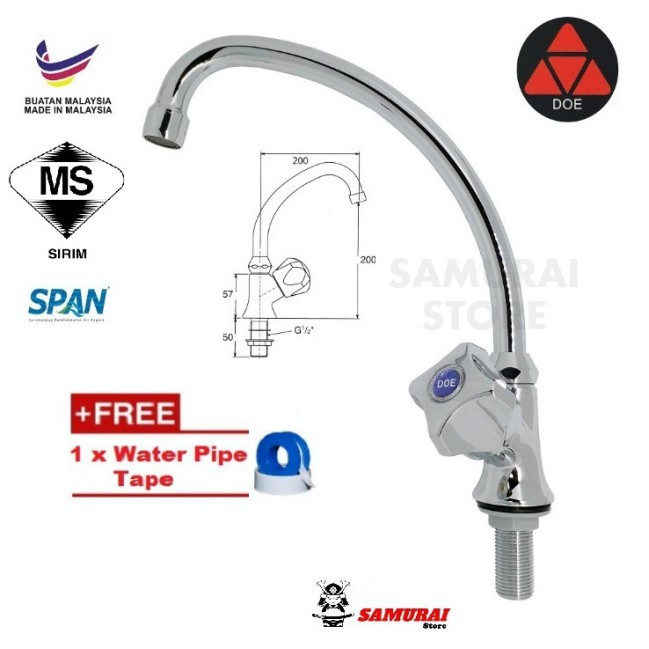 DOE Heav Duty Brass Arrowline Water Tap Swam Type 1/2” ( DE116A ...
