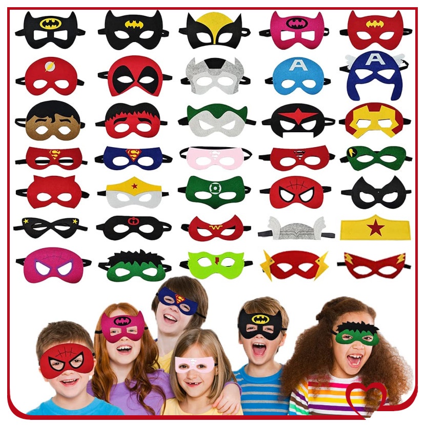 21 Styles Party Masks Elastic and Felt Child Superhero Face Mask for ...