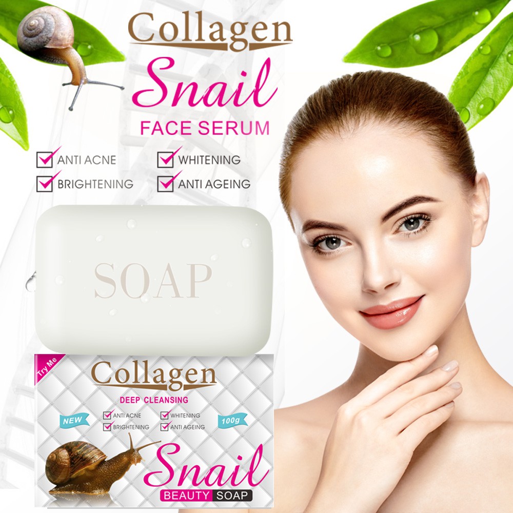 COLLAGEN SNAIL DEEP CLEANSING WHITENING BEAUTY SOAP BAR (100G) | Shopee ...