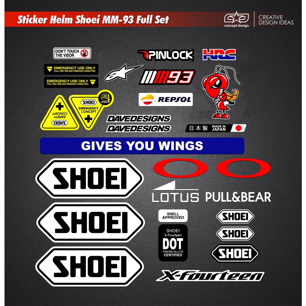 Shoei Helmet Sticker Full Set Edition - MM93 | Shopee Singapore
