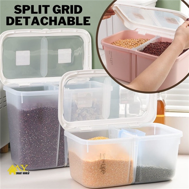 Rice Bucket 5kg 10kg Bekas Beras Viral Split Grid Detachable Rice ...
