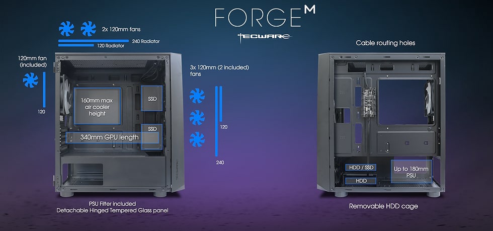 [MATX] TECWARE FORGE M OMNI TG ARGB MATX CASE BLACK / PURE WHITE | 4x ...